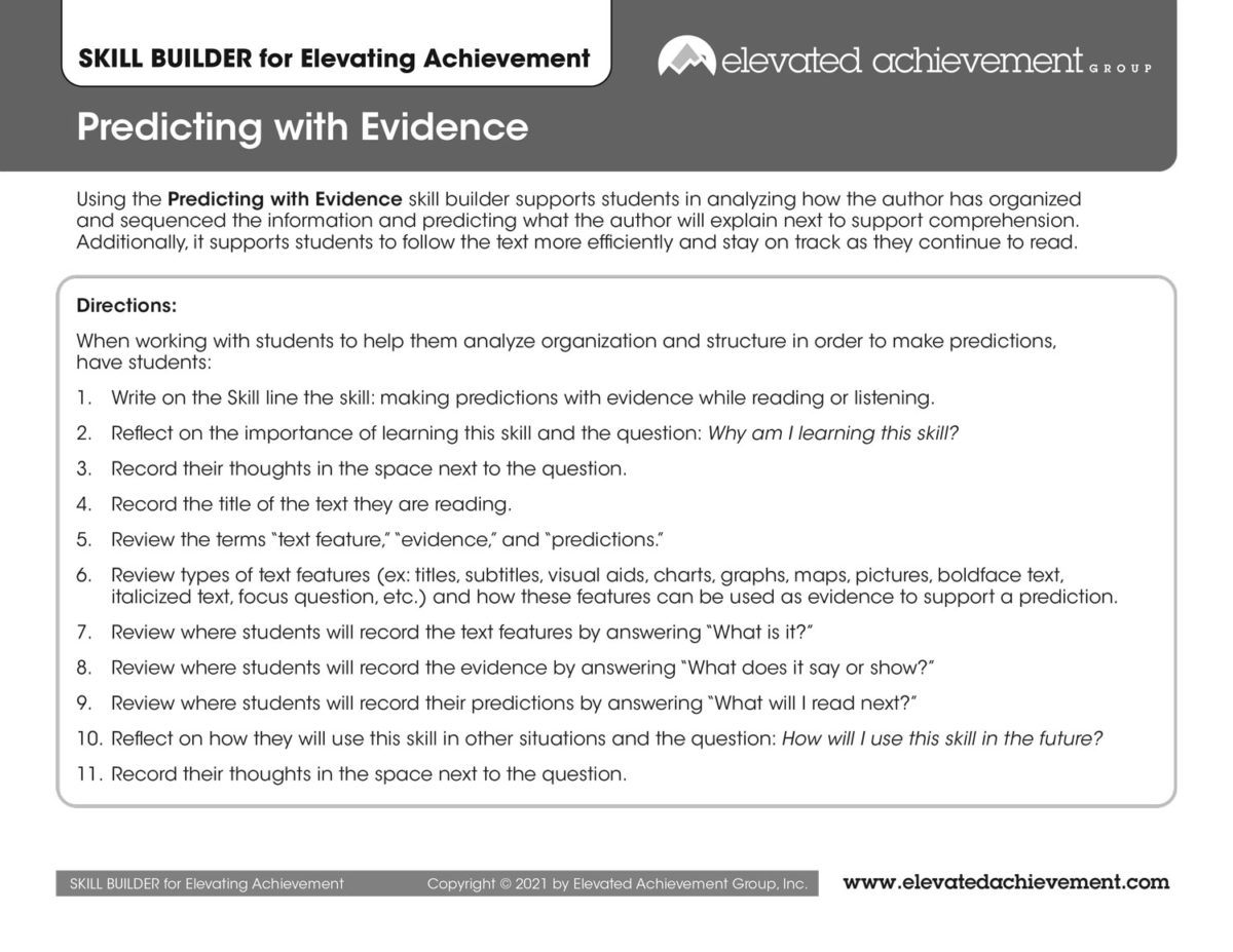 Teach Your Students to Be Predictors of Text - Elevated Achievement ...