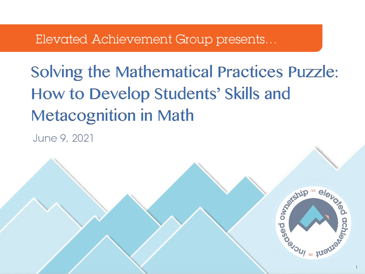GRCC GEARUP—Solving the Mathematical Practices Puzzle: How to Develop ...